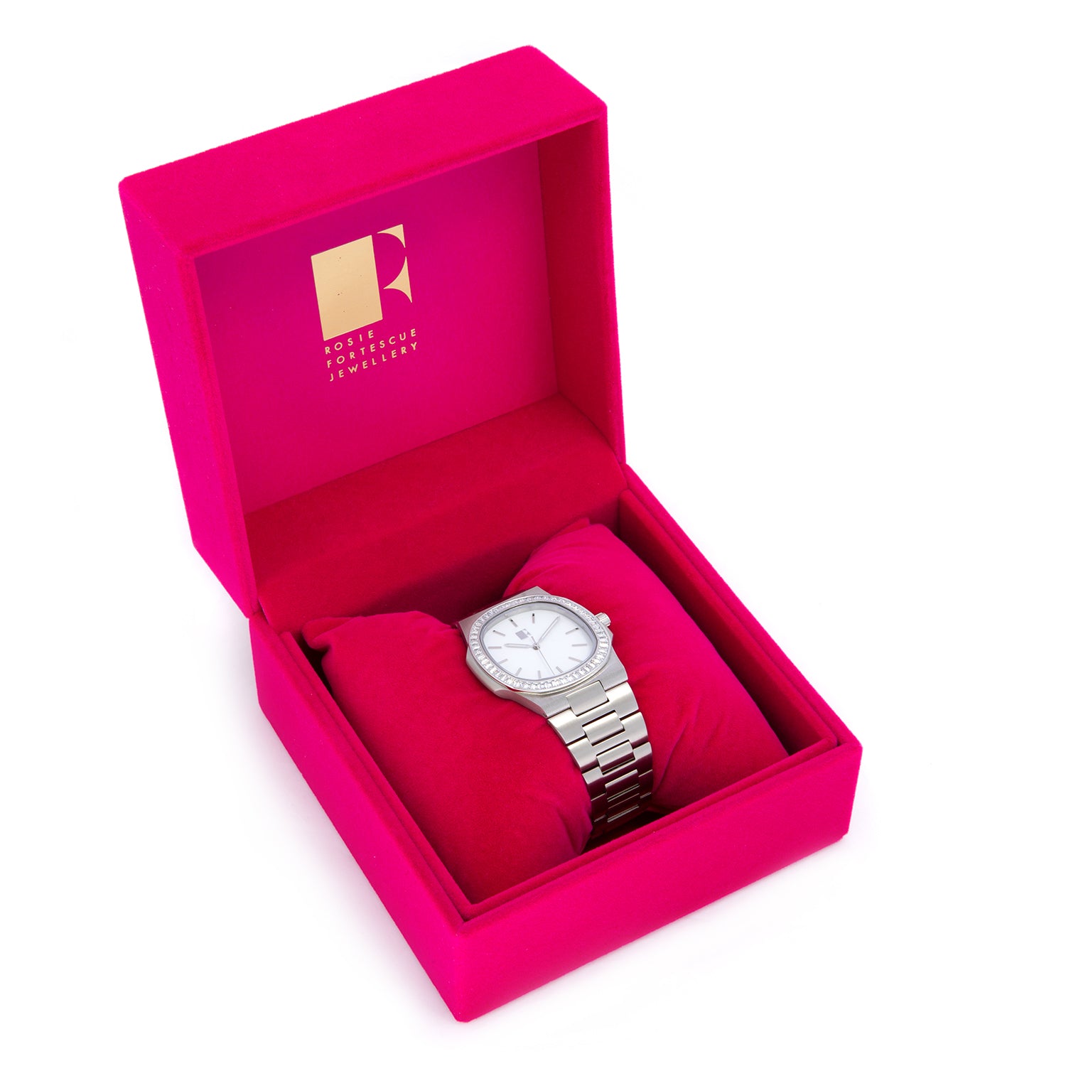 Stainless Steel White Stone Bezel Watch – Rosie Fortescue Jewellery